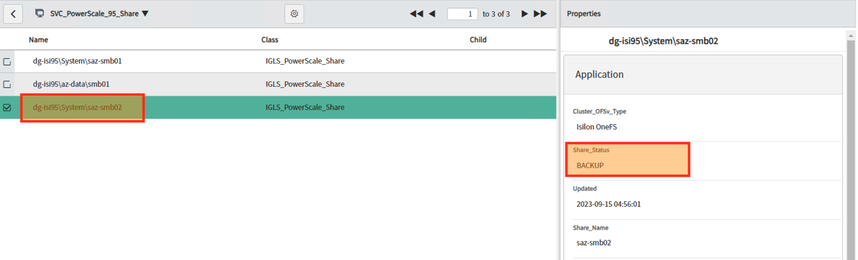 Eyeglass to ServiceNow Application Service Dashboard for Disaster Recovery Status of NAS Share ...